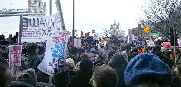 Thousands of protesters assemble at City Hall for the March For Homes ...